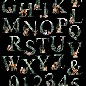 Watercolor Forest Alphabet and Numbers Watercolour Letters and Number With Woodland Animals Boho ...