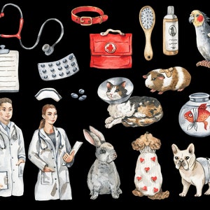 Watercolor Veterinary Medicine Clipart Medical Clip Art Doctor Nurse ...
