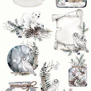 Watercolor Arctic Animals Clipart Christmas Arrangements Winter Wild ...