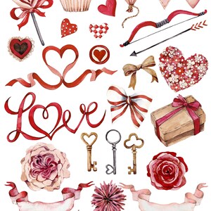 Watercolor Valentines Day Clipart Wedding Design Cute Love Clipart ...