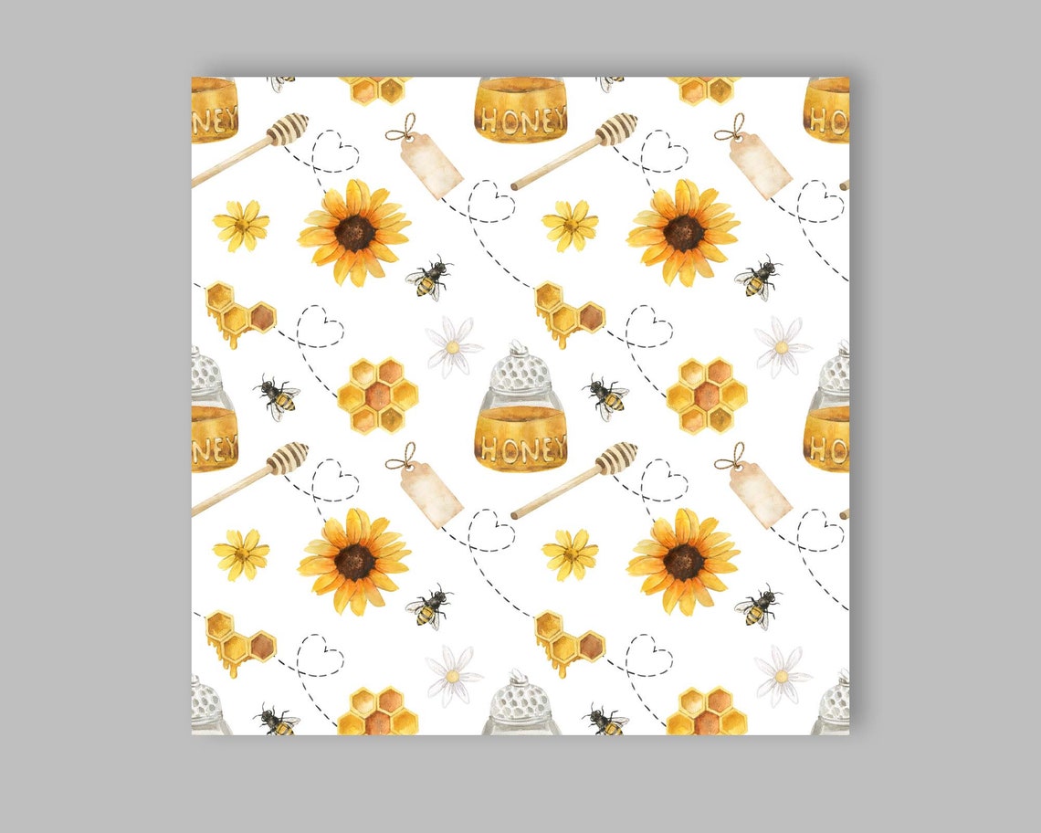 Watercolor Honey Seamless Pattern Digital Paper Summer - Etsy