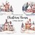 Watercolor Christmas Clipart Winter Houses Cozy Clipart Christmas Tree ...