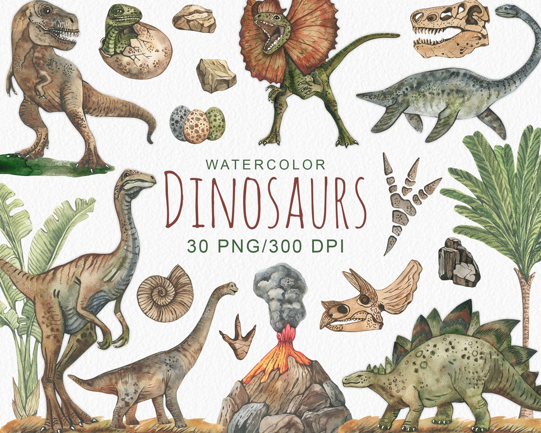Watercolor Dinosaur Clipart, Dinosaur Clip Art, Animals Clipart ...