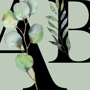 Watercolor Greenery Alphabet Foliage Clipart Forest Leaves Baby ...