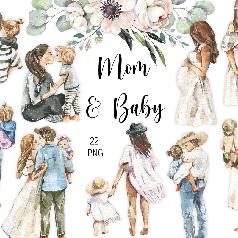 Watercolor Mom Clipart - Etsy Canada