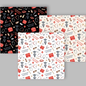 Watercolor Veterinary Medicine Seamless Pattern Digital Paper ...