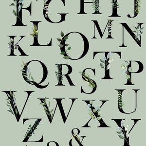 Watercolor Greenery Alphabet Foliage Clipart Forest Leaves Baby ...