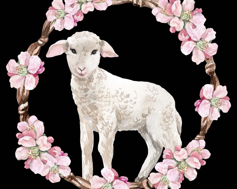 Watercolor Baby Sheep Easter Clipart Png Spring Easter Clip - Etsy