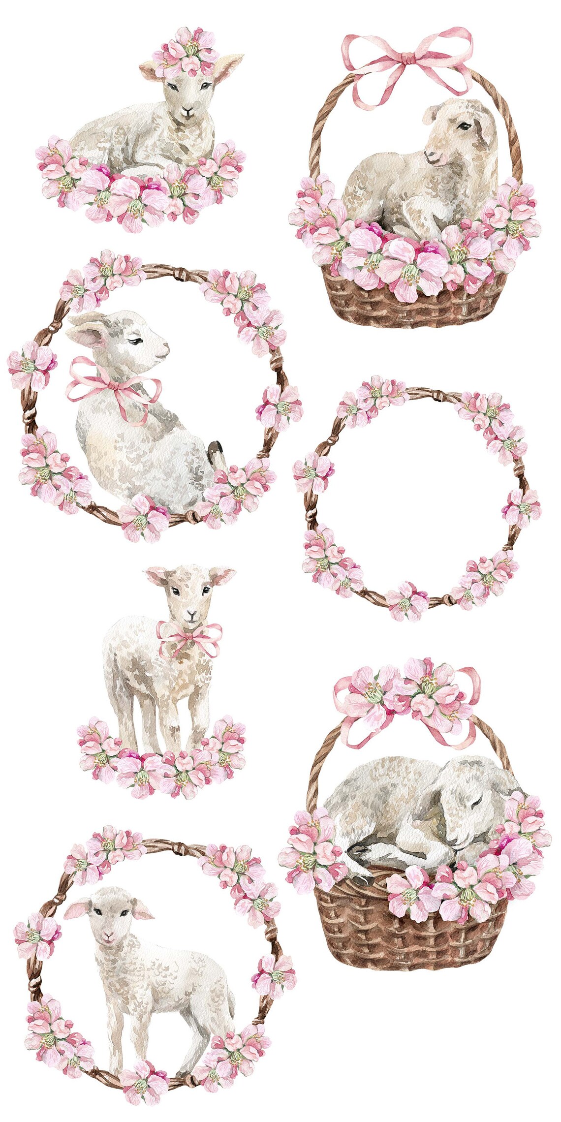 Watercolor Baby Sheep Easter Clipart Png Spring Easter Clip - Etsy