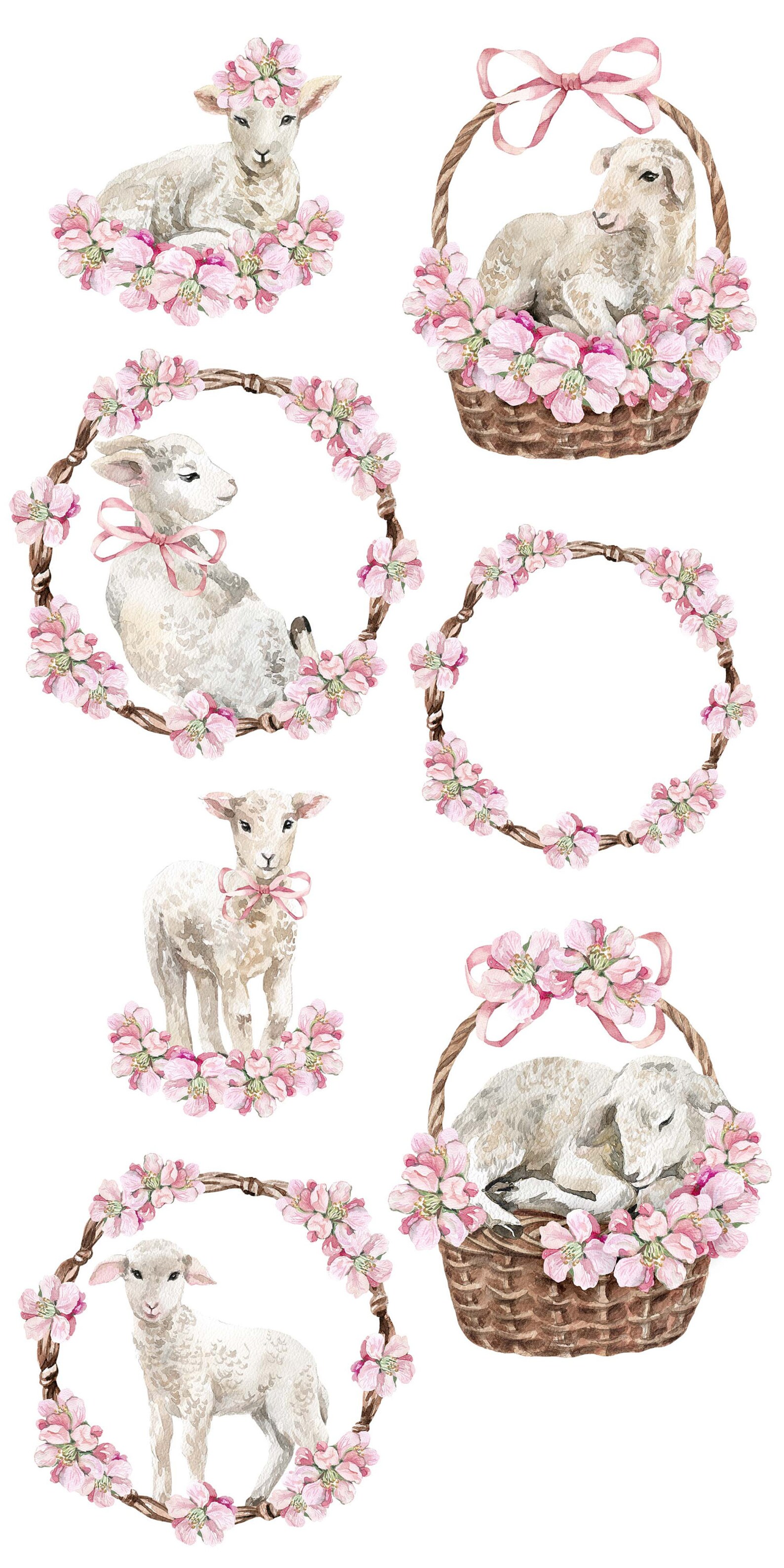 Watercolor Baby Sheep Easter Clipart Png Spring Easter Clip Art ...