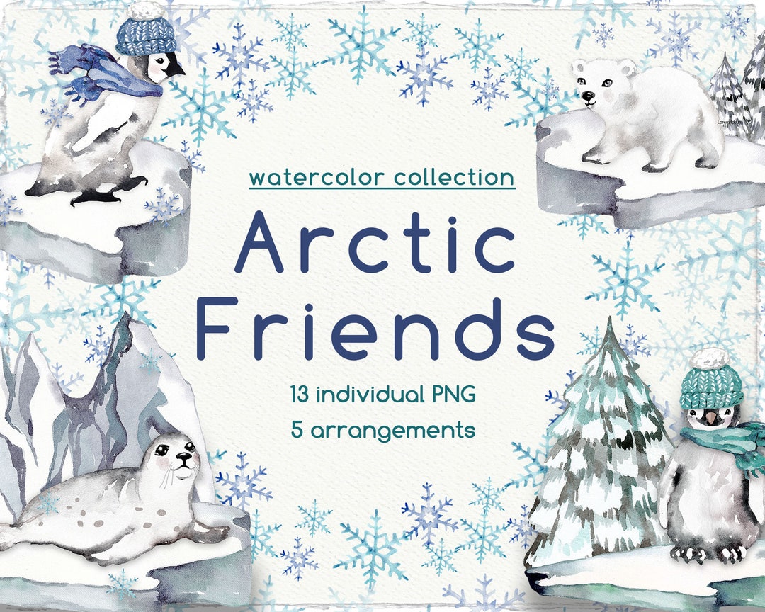 Arctic Animals Clipart Christmas Arrangements Winter Wildlife With ...