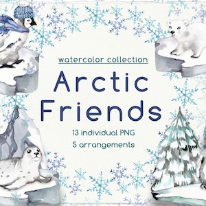 Arctic Animals Clipart Christmas Arrangements Winter Wildlife With ...