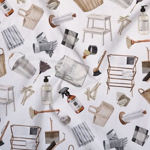 Hand Drawn Cleaning Seamless Pattern Digital Paper Fabric Textiles Home ...