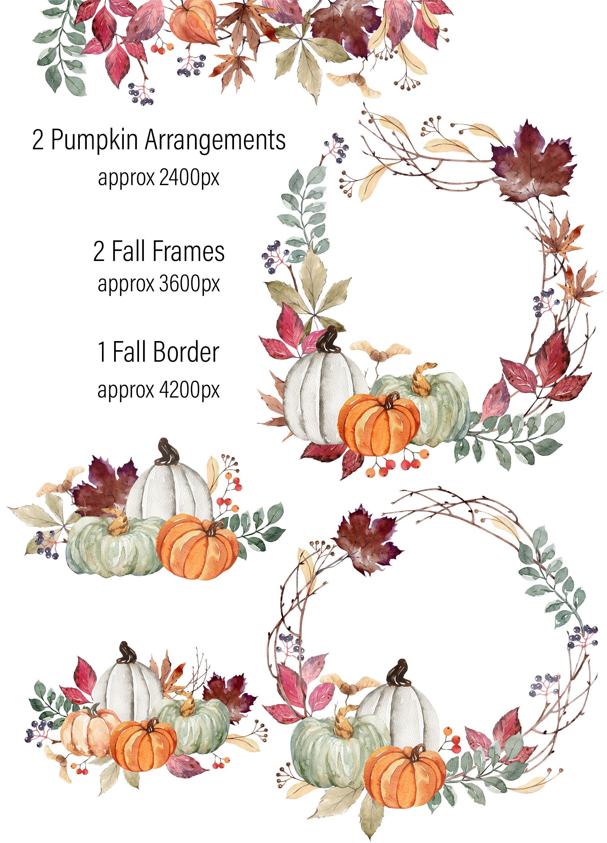 Watercolor Fall Arrangements Autumn Decor Clipart Wreath - Etsy