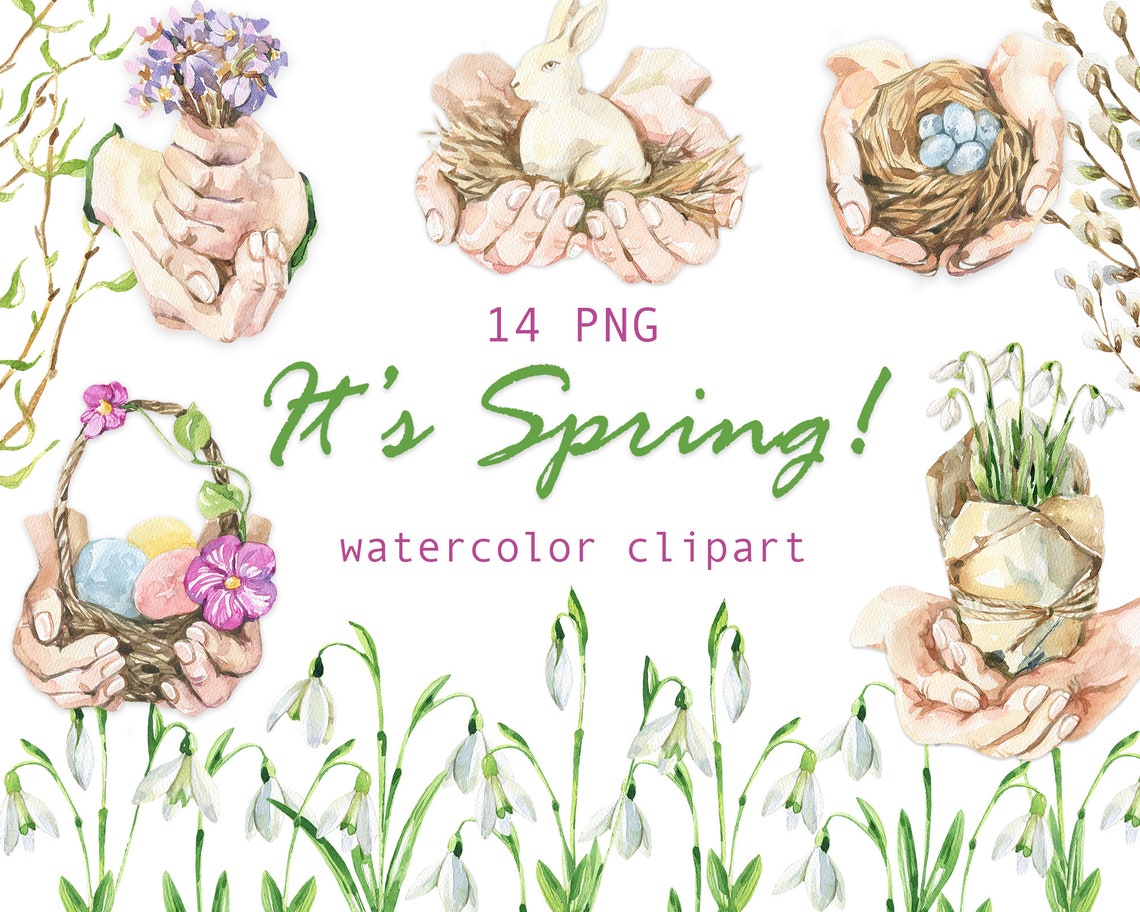 Watercolor Clipart Spring Watercolor Clipart Easter Snowdrop - Etsy