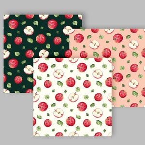 Watercolor Apple Seamless Pattern Digital Paper Birthday Png Sweets ...