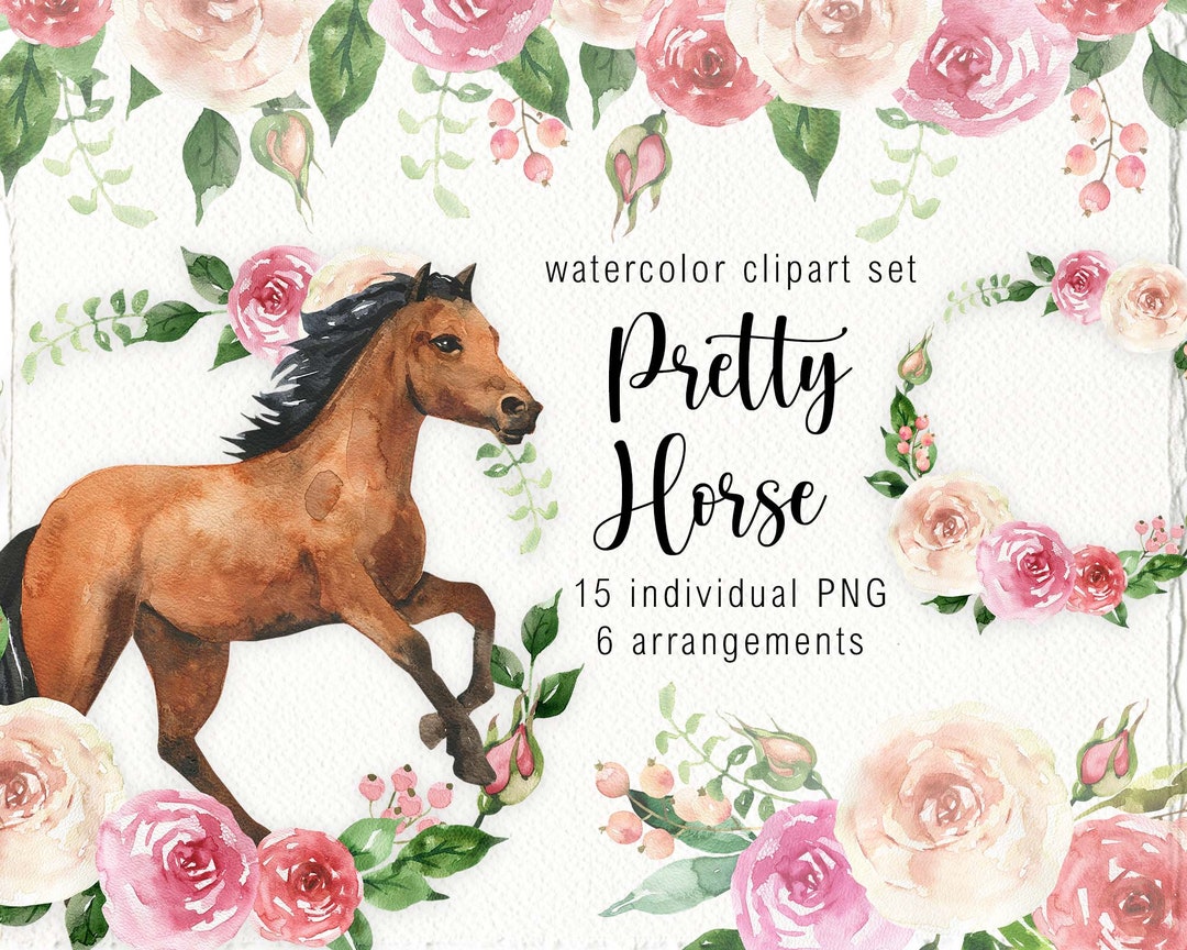 Watercolor Horse Clipart Animal Set Western Clip Art Horse Clipart ...