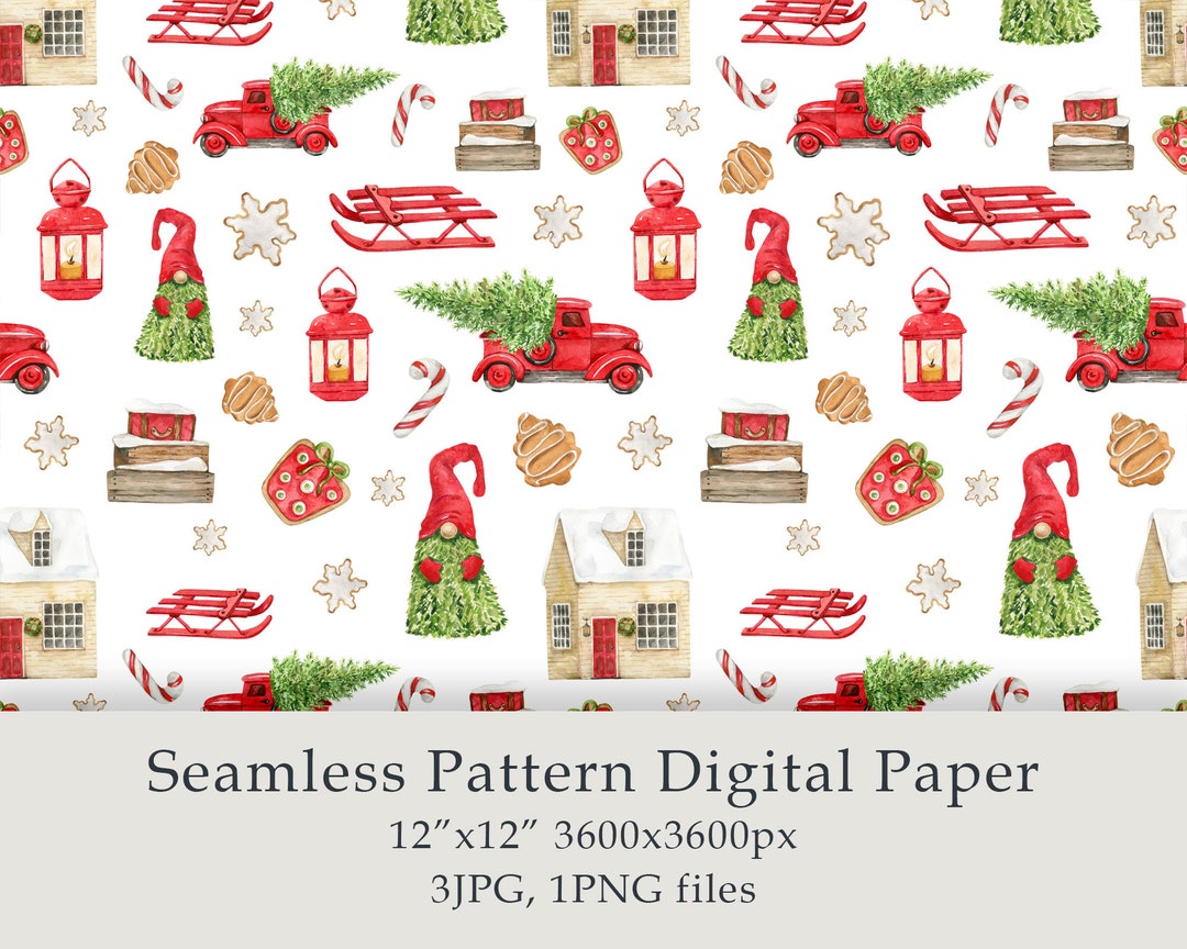 Watercolor Winter Christmas Digital Paper Christmas Decor Seamless ...