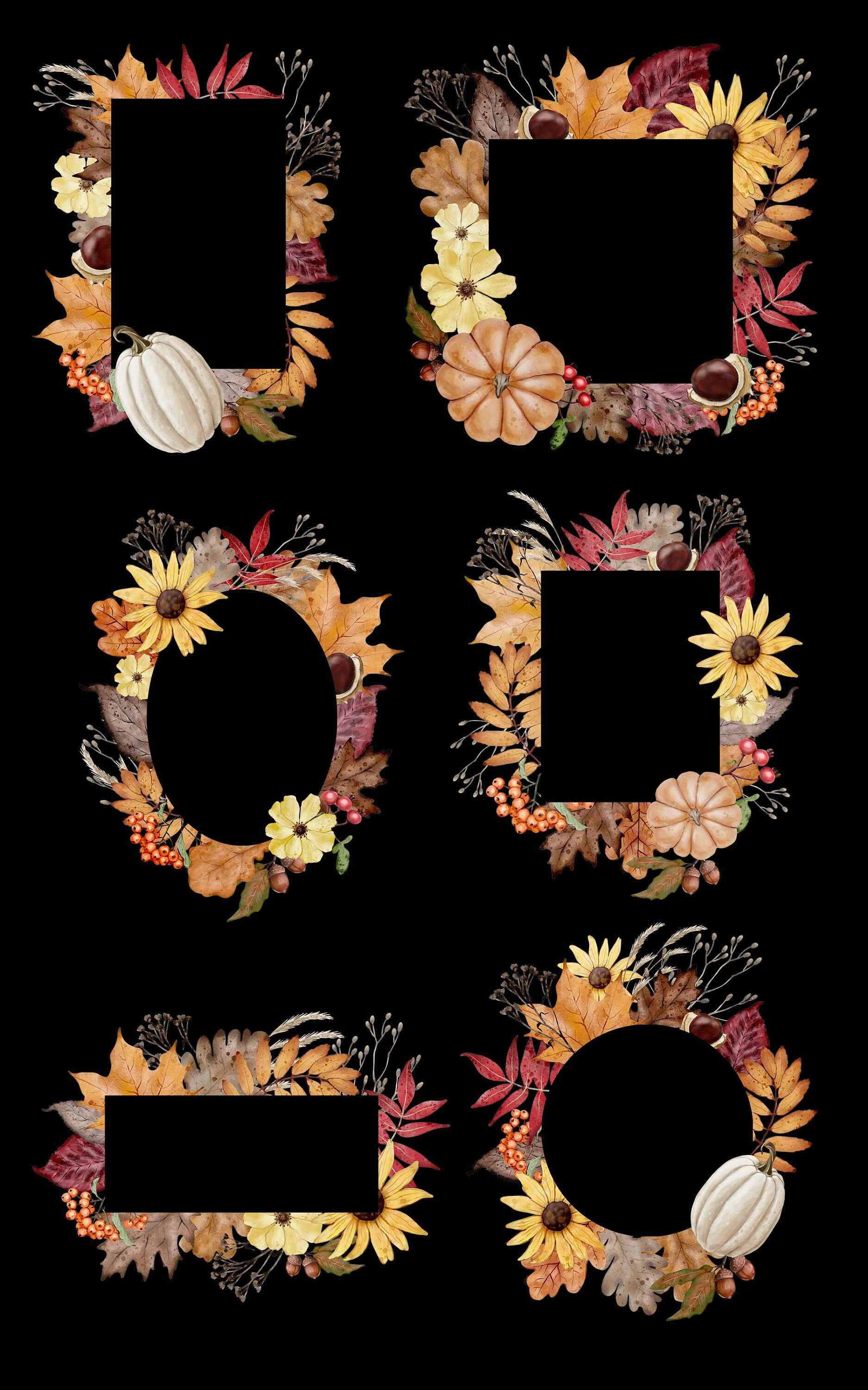 Watercolor Autumn Frames Clipart Fall Decor Clipart Cozy Autumn Fall ...