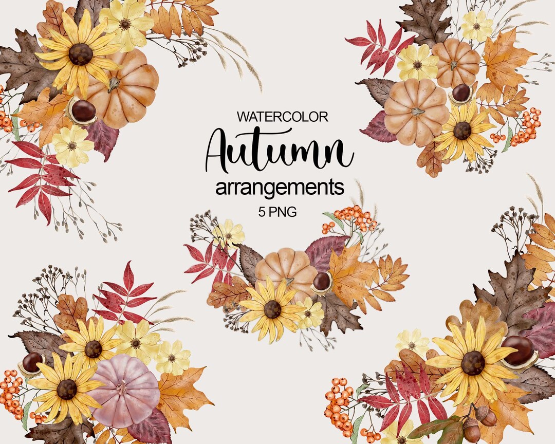 Watercolor Autumn Arrangements Clipart Fall Decor Cozy Autumn Fall ...