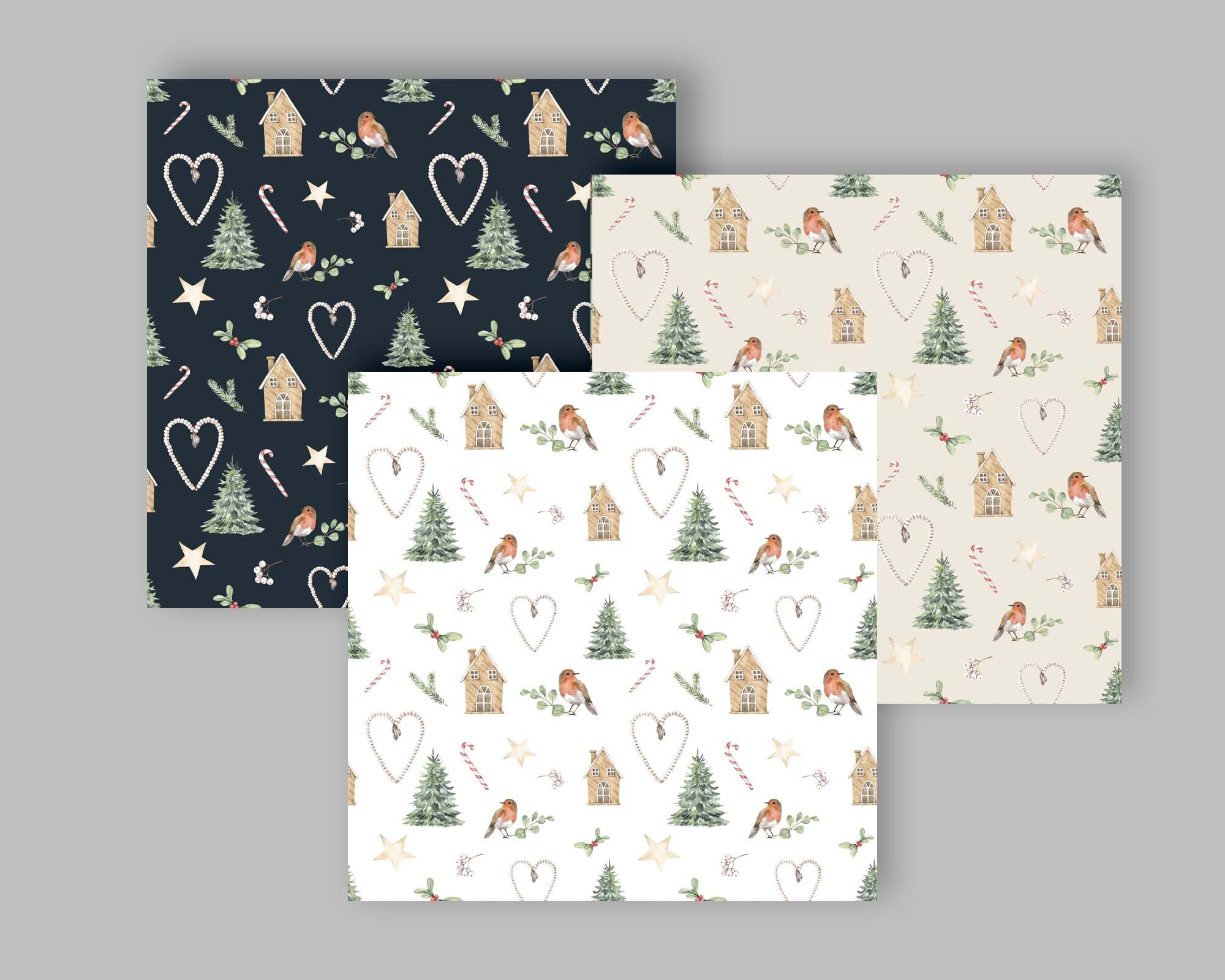 Watercolor Christmas Digital Paper Winter Decor Seamless Pattern ...