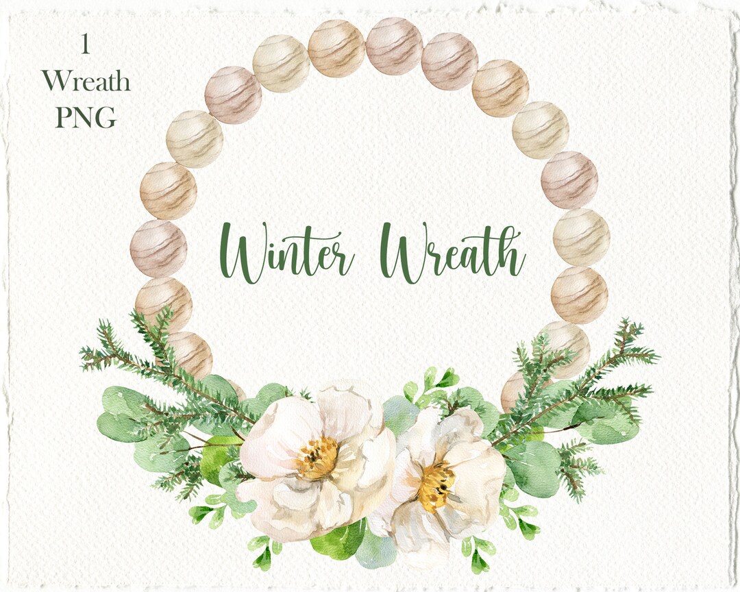 Watercolor Winter Wreath Christmas Decor Clipart Cozy Winter Clip Art ...