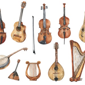 Watercolor Musical Instruments Clipart Musical Decor Clipart Piano ...