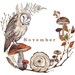 Watercolor Autumn Clipart Watercolour Fall Wreath Owl Mushrooms Leaves ...