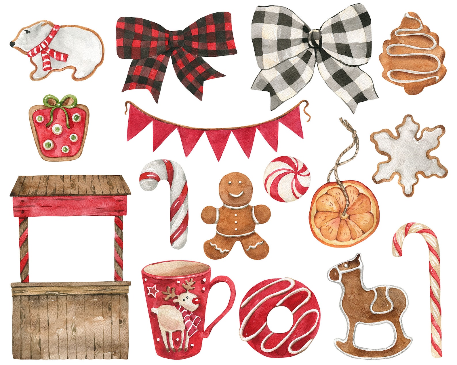 Watercolor Red Winter Decor Clipart Cozy Christmas Clip Art - Etsy