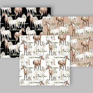 Watercolor Cute Horses Seamless Pattern Digital Paper Cowgirl Birthday ...