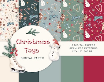 Watercolor Christmas Digital Paper - Etsy