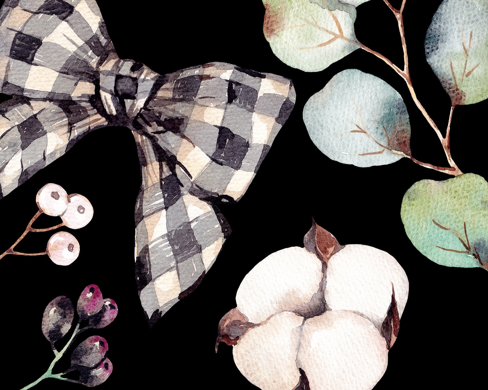 Watercolor Winter Clipart Boho Christmas Watercolor Clip Art - Etsy