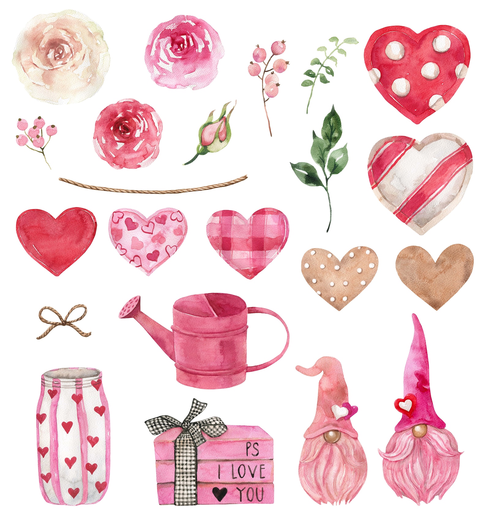 Watercolor Valentine's Day Clipart Love Clip Art Wedding | Etsy