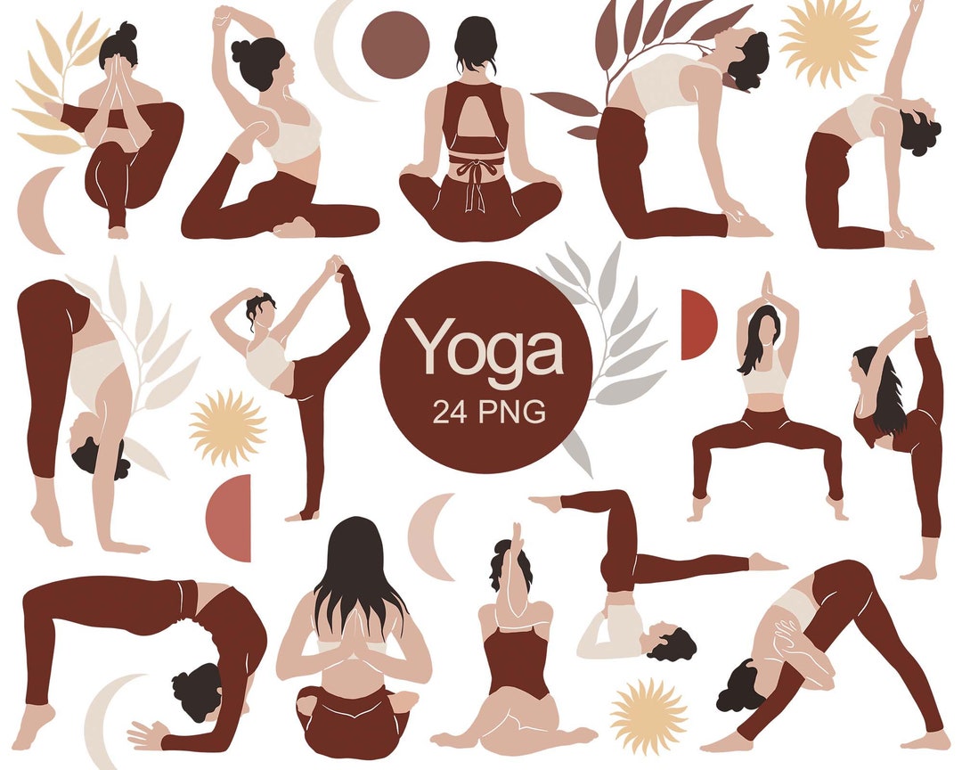 Hand Drawn Yoga Clipart Abstract Elements Gym Exercise Sport Mother's ...
