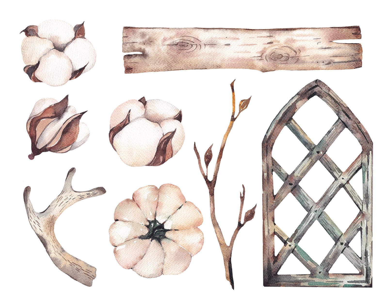 Watercolor Winter Clipart Boho Christmas Watercolor Clip Art - Etsy