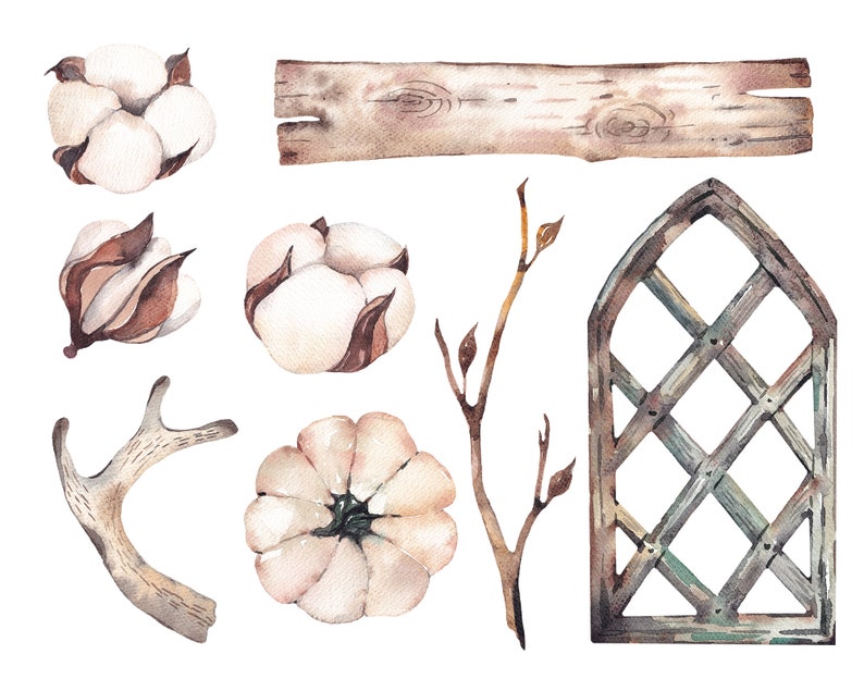 Watercolor Winter Clipart Boho Christmas Watercolor Clip Art Winter ...