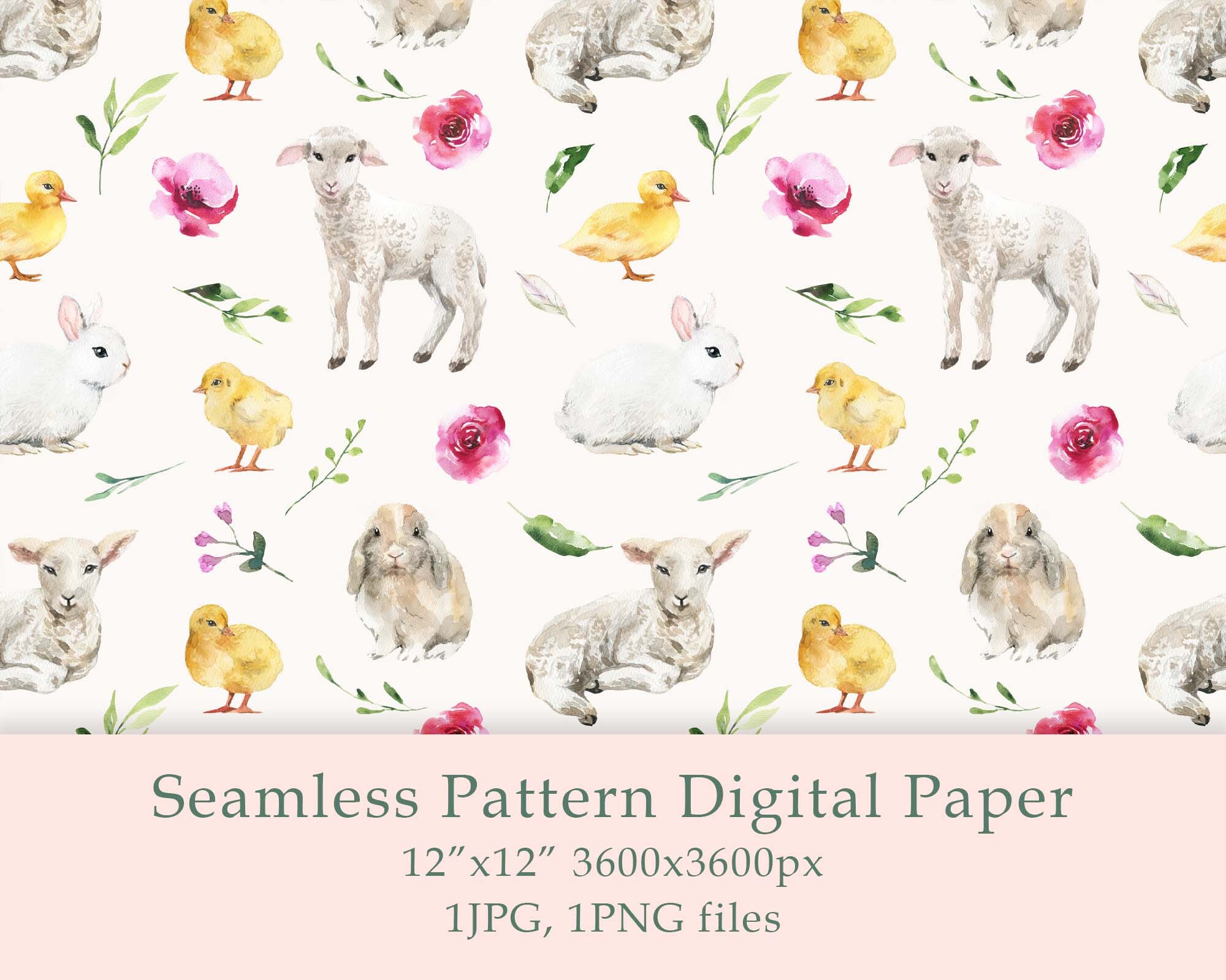 Watercolor Easter Seamless Pattern Digital Paper Birthday Png - Etsy