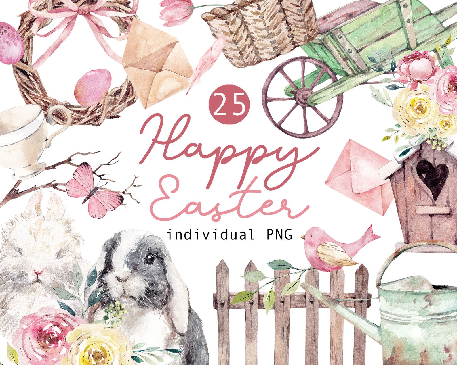 Easter Watercolor Clipart Easter Bunny Png Cute Easter Watercolor ...