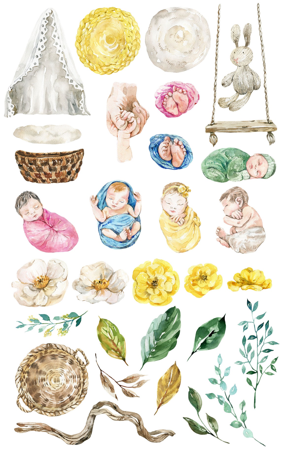 Watercolor Clipart Baby Shower Clipart Newborn Baby Boy Girl | Etsy