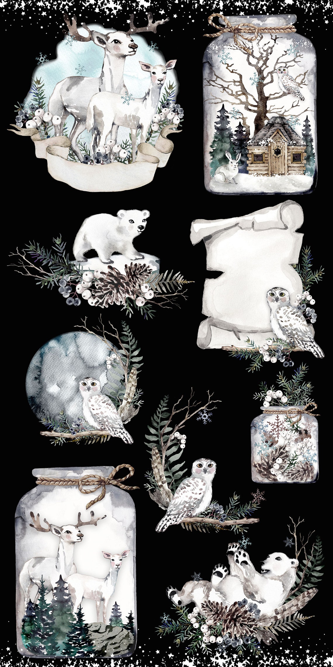 Watercolor Arctic Animals Clipart Christmas Arrangements Winter Wild ...