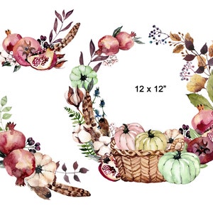 Watercolor Autumn Clipart Fall Wreath Thanksgiving Day Clip Art ...