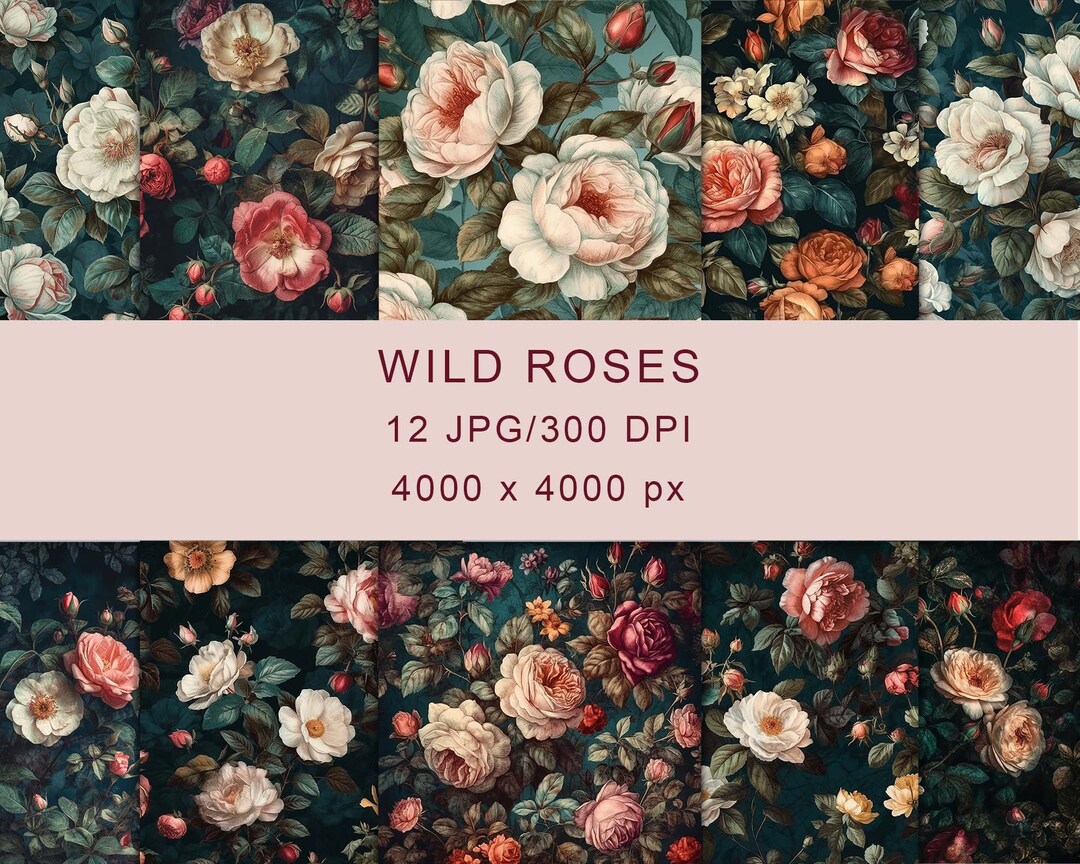 Wild Roses Backgrounds Rustic Flowers Roses Scrapbook Retro Background ...