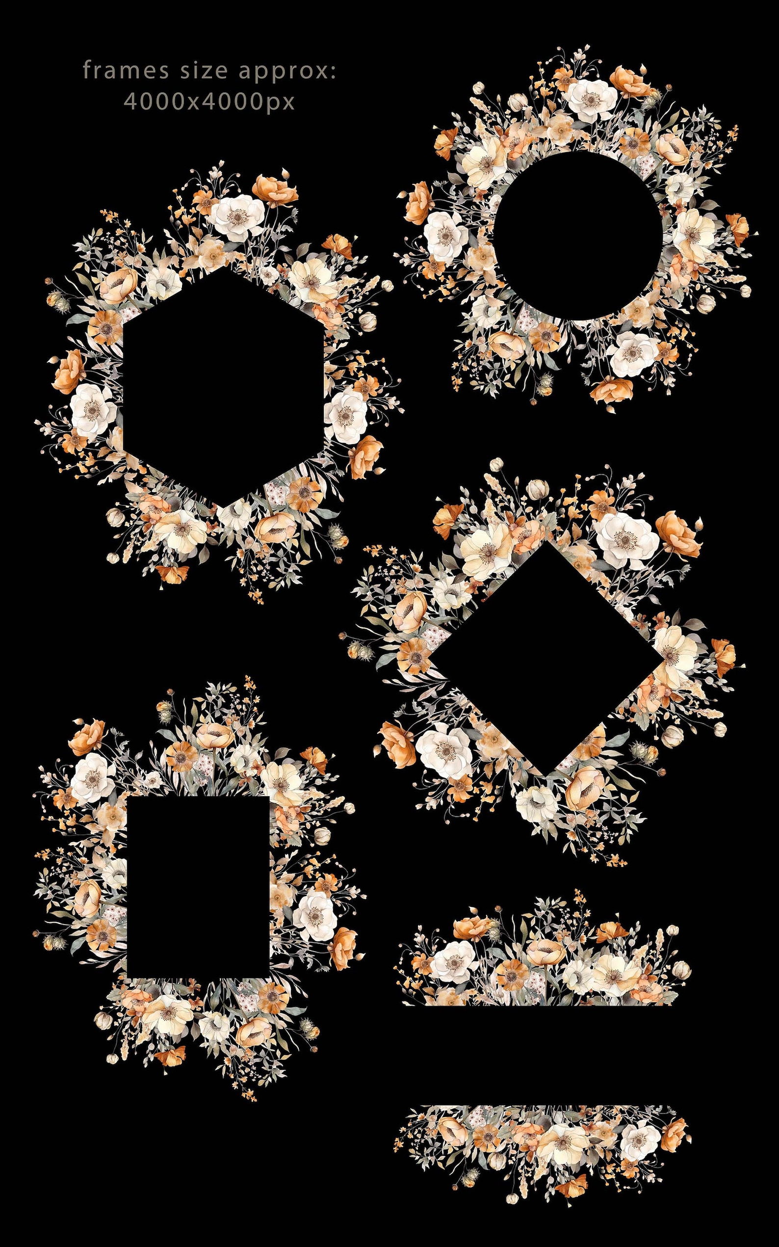 Watercolor Autumn Frames & Borders Clipart Fall Flowers Clip Art Fall ...