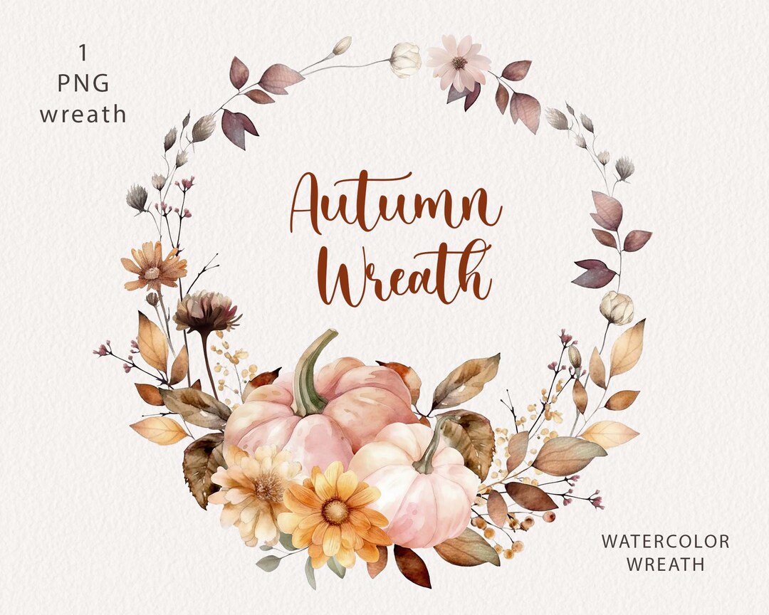Watercolor Autumn Wreath Watercolour Fall Frame Autumn Flowers Leaves ...