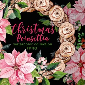 Watercolor Christmas Wreath Floral Frame Clipart Digital Clip Art ...