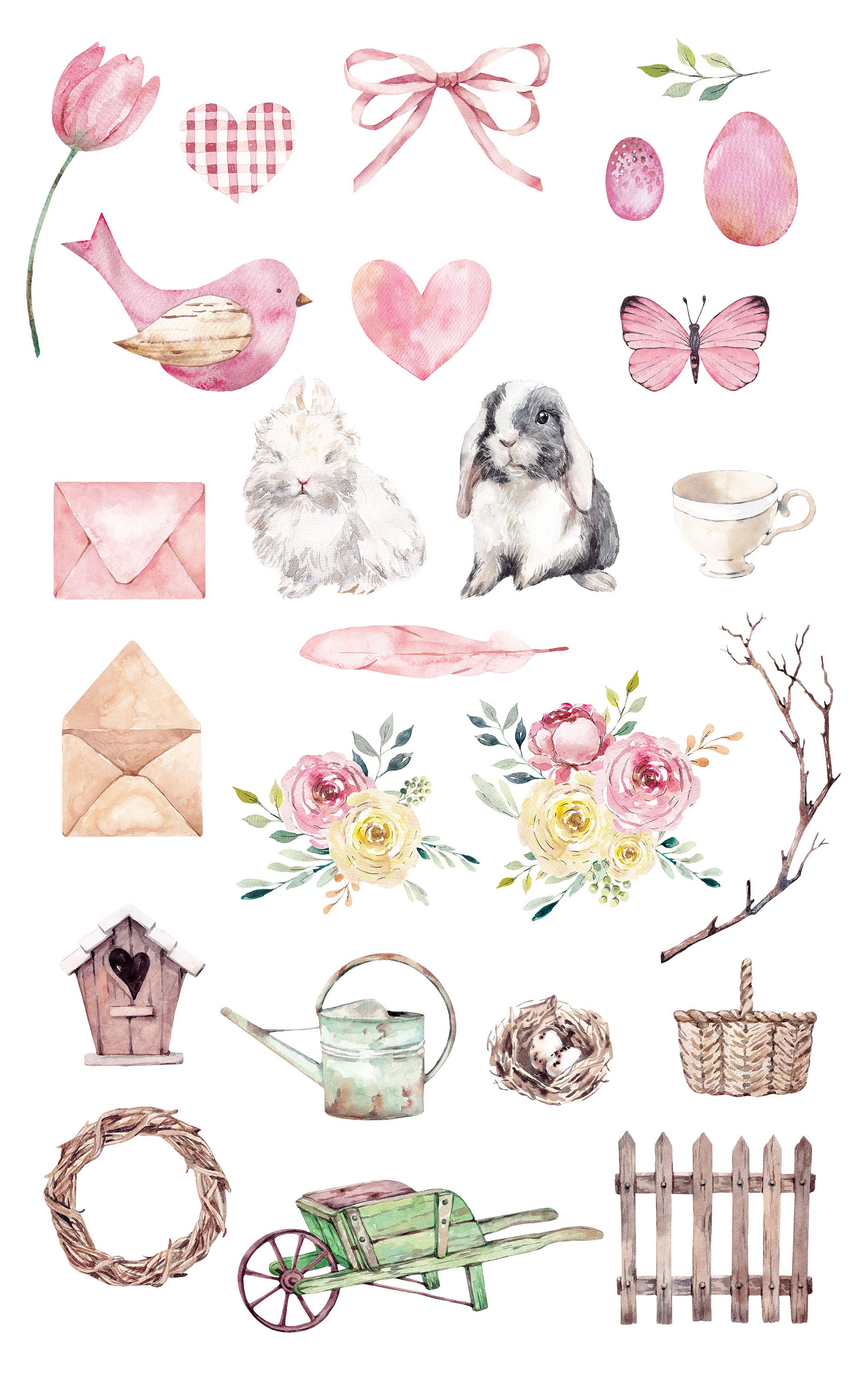 Easter Watercolor Clipart Easter Bunny Png Cute Easter - Etsy