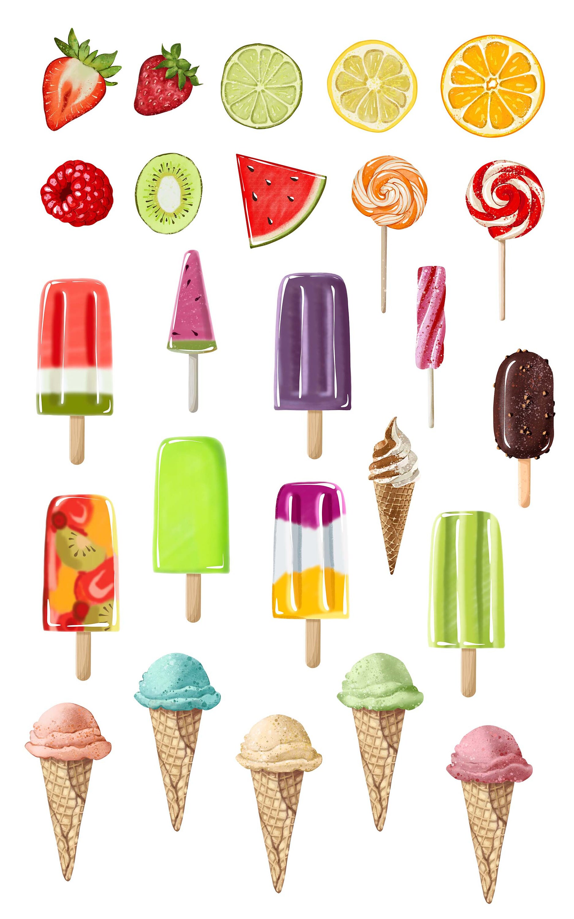 Hand Drawn Ice Cream Clipart Summer Clip Art Summer Treats Ice Cream ...