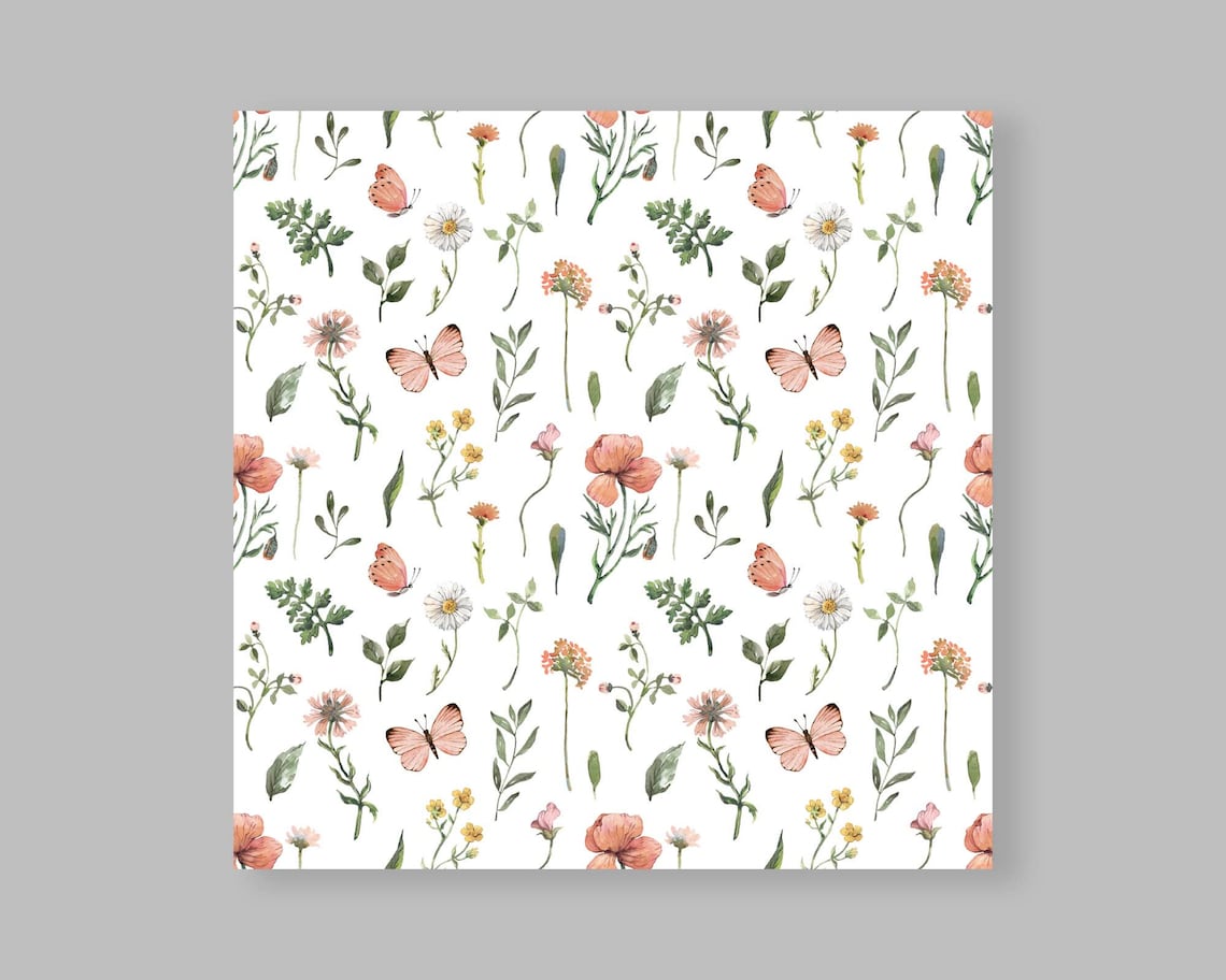 Watercolor Wildflowers Seamless Pattern Digital Paper Fabric Textile ...