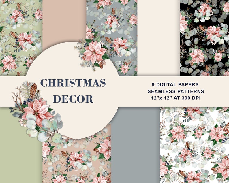 Christmas Digital Paper Winter Decor Seamless Pattern Digital ...