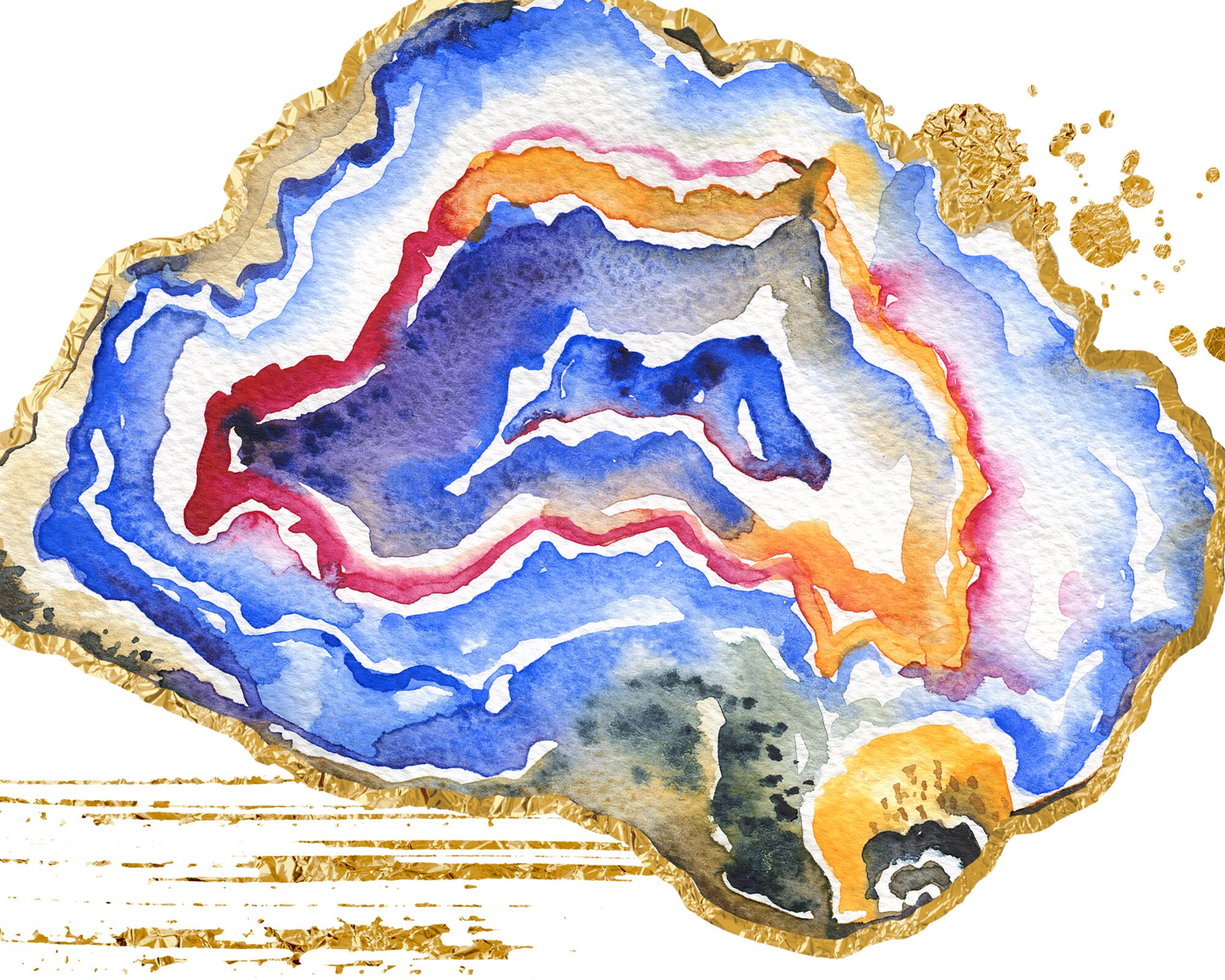 Watercolor Agates Clipart Gold Frames Gemstone Elements - Etsy Australia